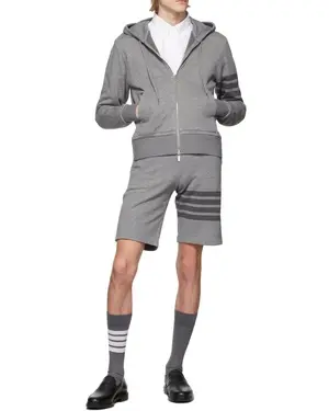 Thom Browne Tonal 4-bar Zip-up Hooded Jacket