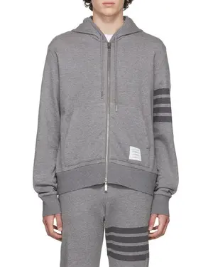 Thom Browne Tonal 4-bar Zip-up Hooded Jacket