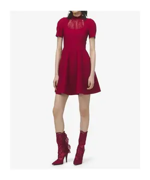 Alexander McQueen Lace-panelled Flared Mini Dress