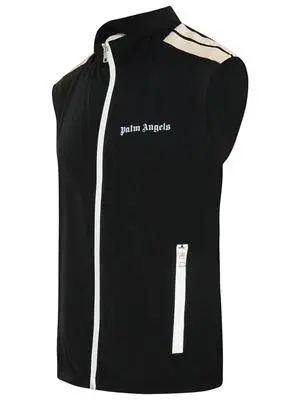 Palm Angels Logo Printed Zipped Gilet - Green