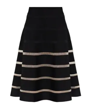 Balmain Striped Flared Midi Skirt