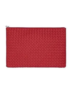 Bottega Veneta Woven Zipper Handbag - Red