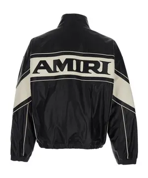Amiri Maxi Logo High-neck Zipped Leather Jacket