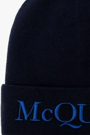 Alexander McQueen Logo Embroidered Beanie - Black