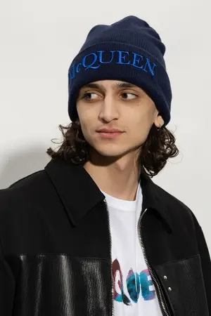 Alexander McQueen Logo Embroidered Beanie - Black