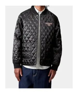 Carhartt Work In Progress Quilted Satin Jacket With Snap Button Closure - Black