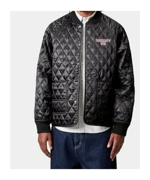 Carhartt Work In Progress Quilted Satin Jacket With Snap Button Closure - Black