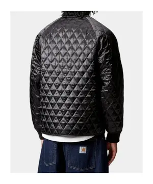 Carhartt Work In Progress Quilted Satin Jacket With Snap Button Closure - Black