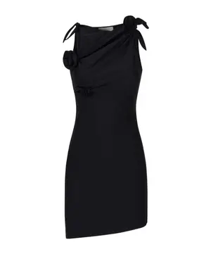 Coperni Asymmetrical Flower Mini Dress - Black