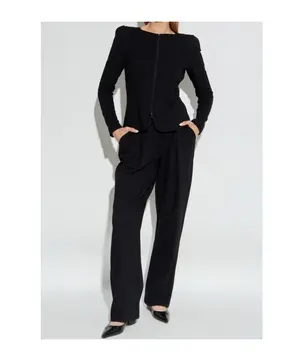 Emporio Armani Tapered Herringbone Pleated Trousers