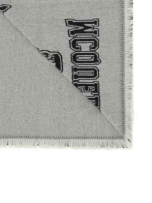 Alexander McQueen Logo Intarsia Knitted Fringed Scarf