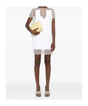 Khaite Winona Dress With Short Sleeves And Keyhole Back - Chalk