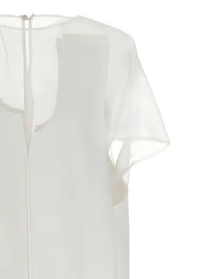 Khaite Winona Dress With Short Sleeves And Keyhole Back - Chalk