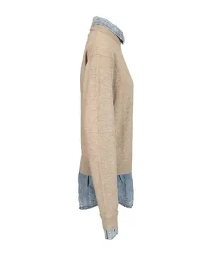 Acne Studios Layered V-neck Sweater With Denim Collar