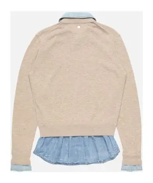 Acne Studios Layered V-neck Sweater With Denim Collar