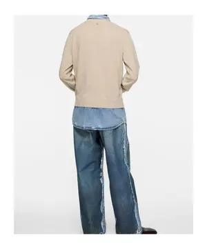 Acne Studios Layered V-neck Sweater With Denim Collar