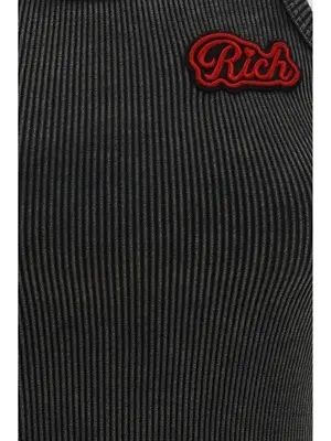 Alessandra Rich Sleeveless Ribbed Logo Tank Top