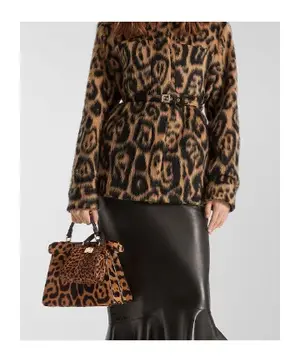 Fendi Nano Peekaboo Leopard Printed Cavallino Calfskin Bag