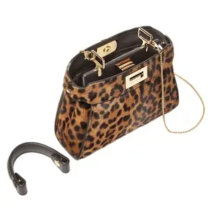 Fendi Nano Peekaboo Leopard Printed Cavallino Calfskin Bag