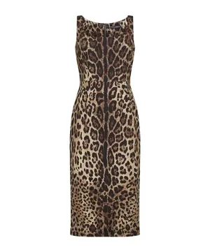 Dolce & Gabbana Leopard Print Sleeveless Zip-up Dress