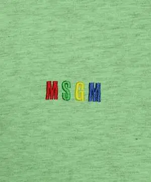 MSGM Logo Embroidered Crewneck T-shirt - Green
