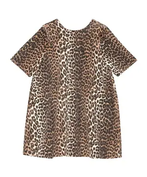 GANNI Leopard Print Mini Dress - Camel