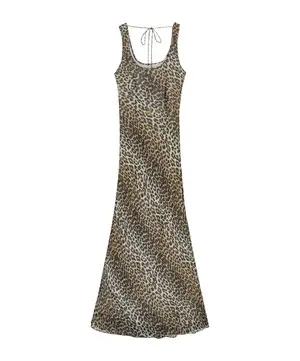 GANNI Print Sleeveless Maxi Dress - Leopard