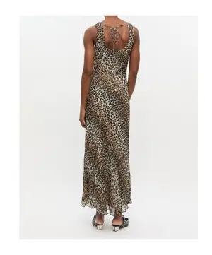 GANNI Print Sleeveless Maxi Dress - Leopard