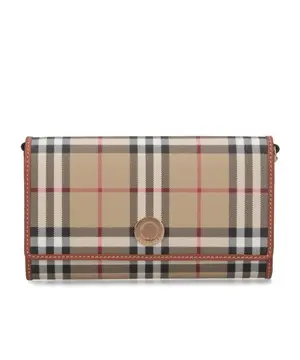 Burberry Check Chain Strap Wallet - Brown