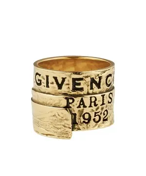 Givenchy Paris 1952 Logo Engraved Band Ring - Yellow