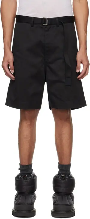 Sacai Wide-leg Belted Cotton Chino Shorts