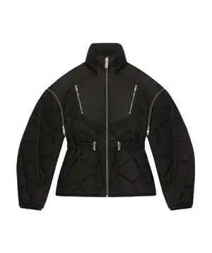 Givenchy Logo Detachable Sleeve Quilted Short Coat