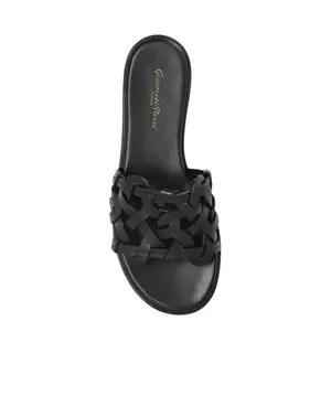 GIANVITO ROSSI Amalfi Interwoven Round Toe Flat Sandals - Black