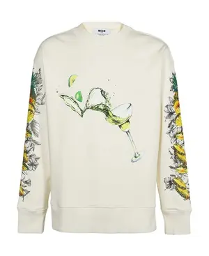 MSGM Graphic Printed Crewneck Sweatshirt - White