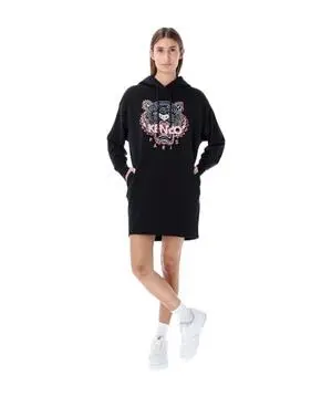 Kenzo Signature Tiger-motif Hoodie Dress - Black