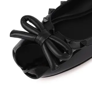 Valentino Garavani Studded Ballet Flats With Bow Detail