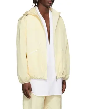 JIL SANDER Zip-up Drawstring Hooded Jacket - Nude