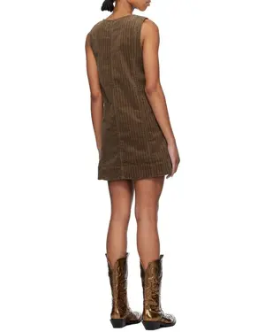 GANNI Corduroy Mini Dress With Chain Detail