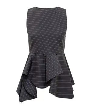 J.W.ANDERSON Pinstriped Peplum Top - Black