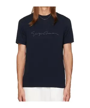 Giorgio Armani Logo Print Crewneck T-shirt - Black