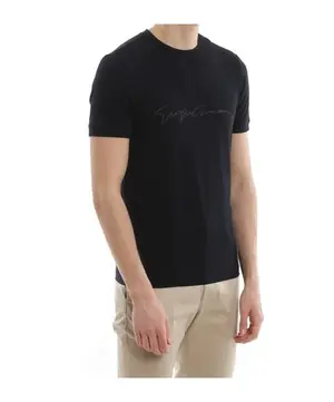 Giorgio Armani Logo Print Crewneck T-shirt - Black