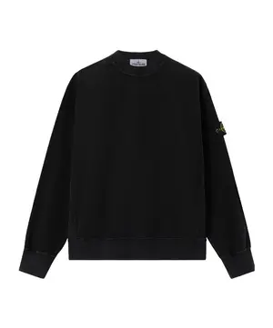 Stone Island Washed Effect Logo Patch Sweatshirt - Black