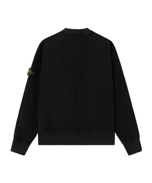 Stone Island Washed Effect Logo Patch Sweatshirt - Black