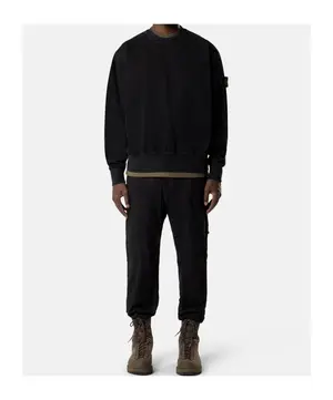 Stone Island Washed Effect Logo Patch Sweatshirt - Black