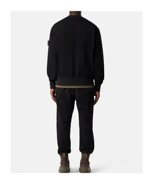 Stone Island Washed Effect Logo Patch Sweatshirt - Black
