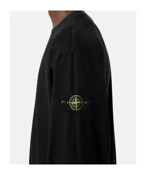 Stone Island Washed Effect Logo Patch Sweatshirt - Black