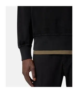 Stone Island Washed Effect Logo Patch Sweatshirt - Black