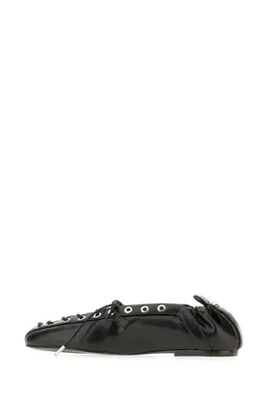 GANNI Lace-up Ballet Flats - Black