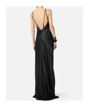 Elisabetta Franchi Draped Satin Maxi Dress - Black