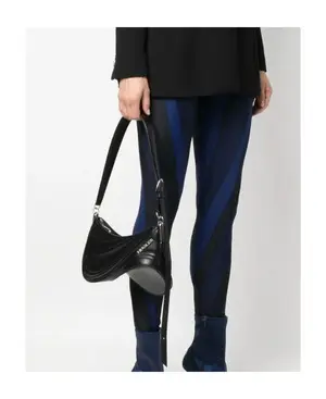 MUGLER Logo Plaque Shoulder Bag - Black